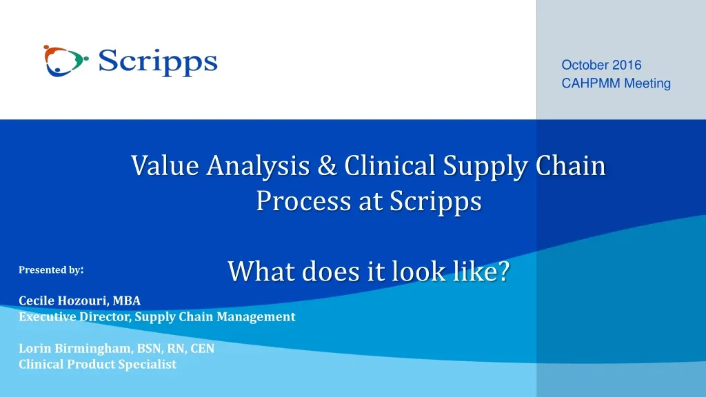PPT - Value Analysis & Clinical Supply Chain Process at Scripps What ...