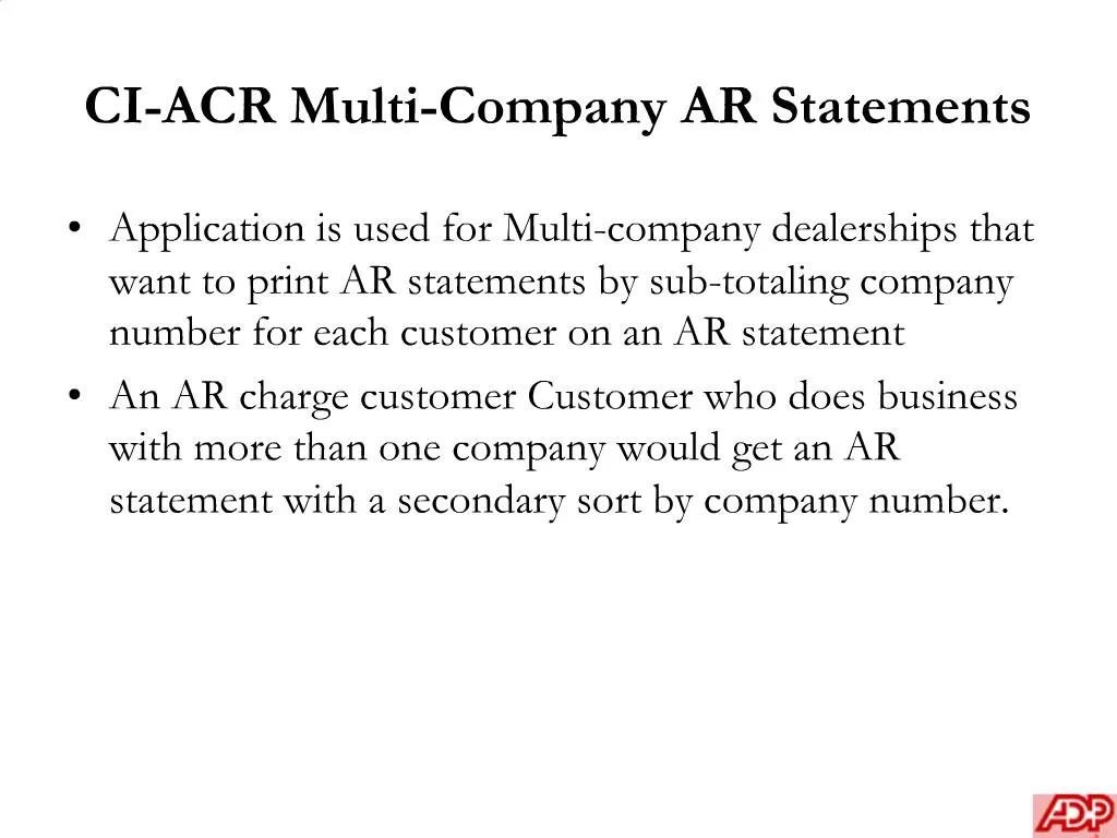PPT - CI-ACR Multi-Company AR Statements PowerPoint Presentation, free ...
