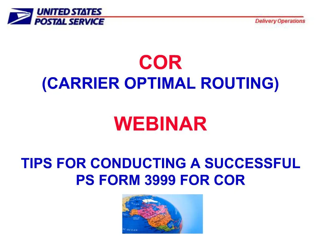 PPT - COR CARRIER OPTIMAL ROUTING WEBINAR TIPS FOR CONDUCTING A ...