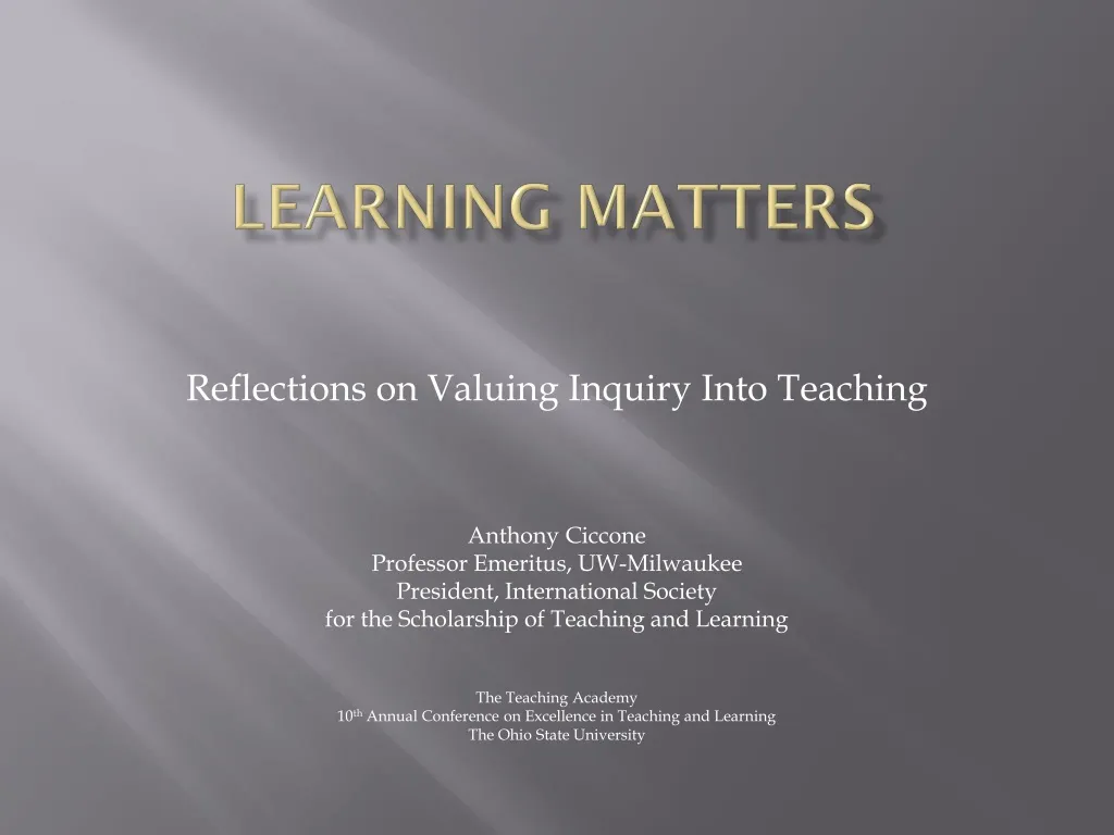 PPT - Learning Matters PowerPoint Presentation, free download - ID:1019351