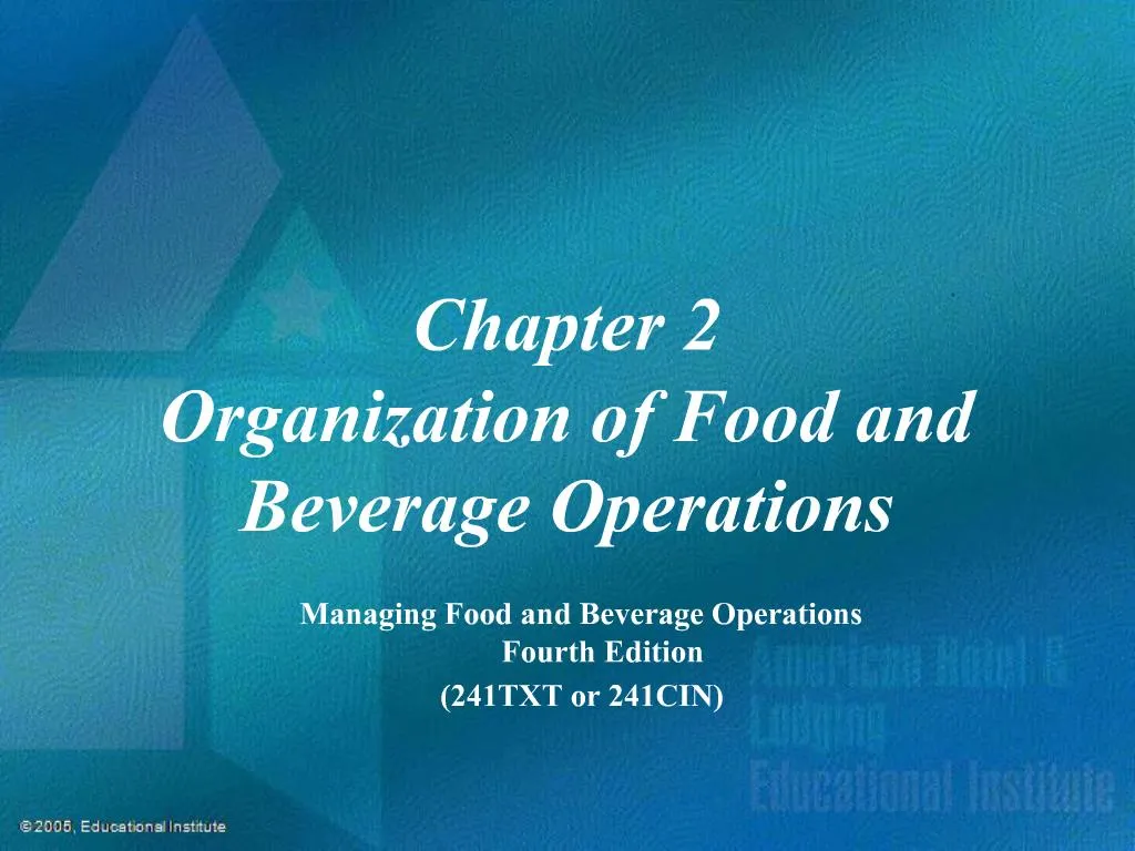 PPT - Chapter 2 Organization of Food and Beverage Operations PowerPoint ...
