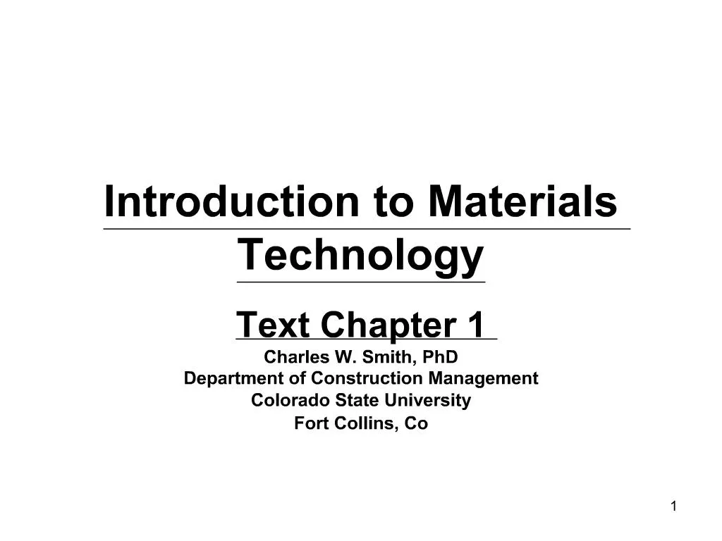 PPT - Introduction to Materials Technology PowerPoint Presentation ...