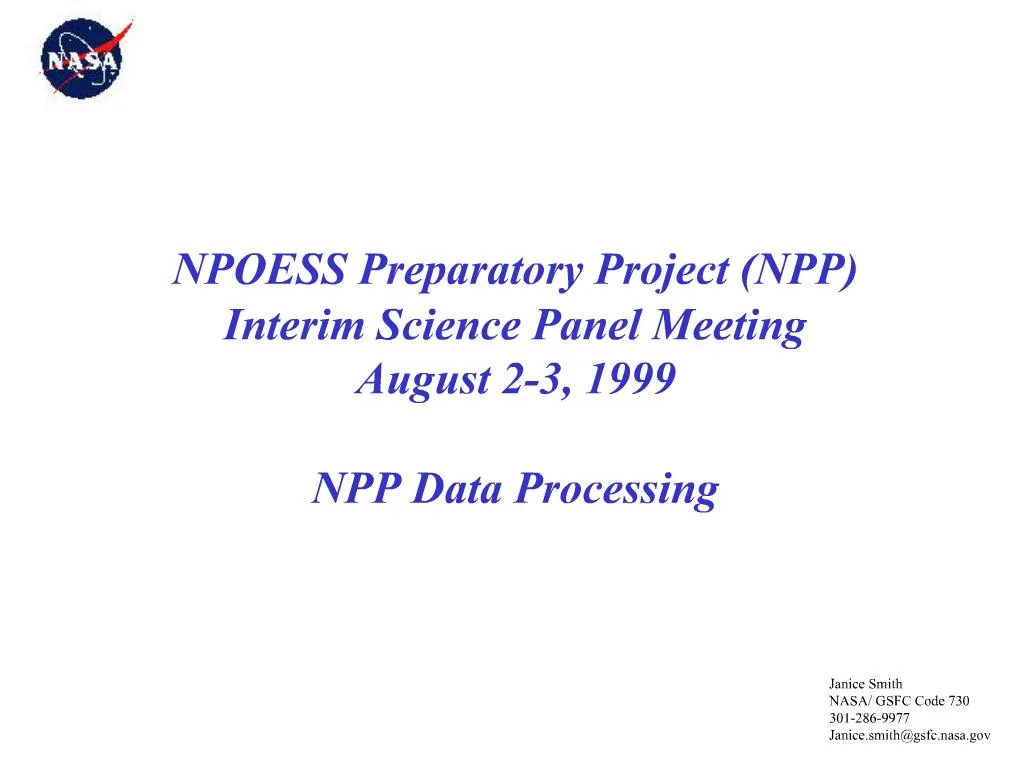 PPT - NPOESS Preparatory Project NPP Interim Science Panel Meeting ...