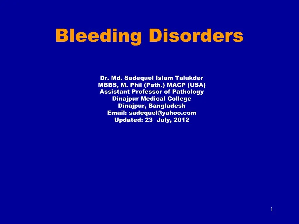 PPT - Bleeding Disorders PowerPoint Presentation, free download - ID ...