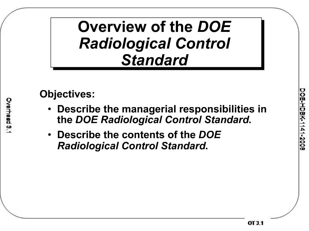 PPT - Overview of the DOE Radiological Control Standard PowerPoint ...