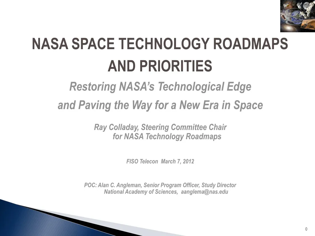 PPT - NASA SPACE TECHNOLOGY ROADMAPS AND PRIORITIES Restoring NASA’s ...