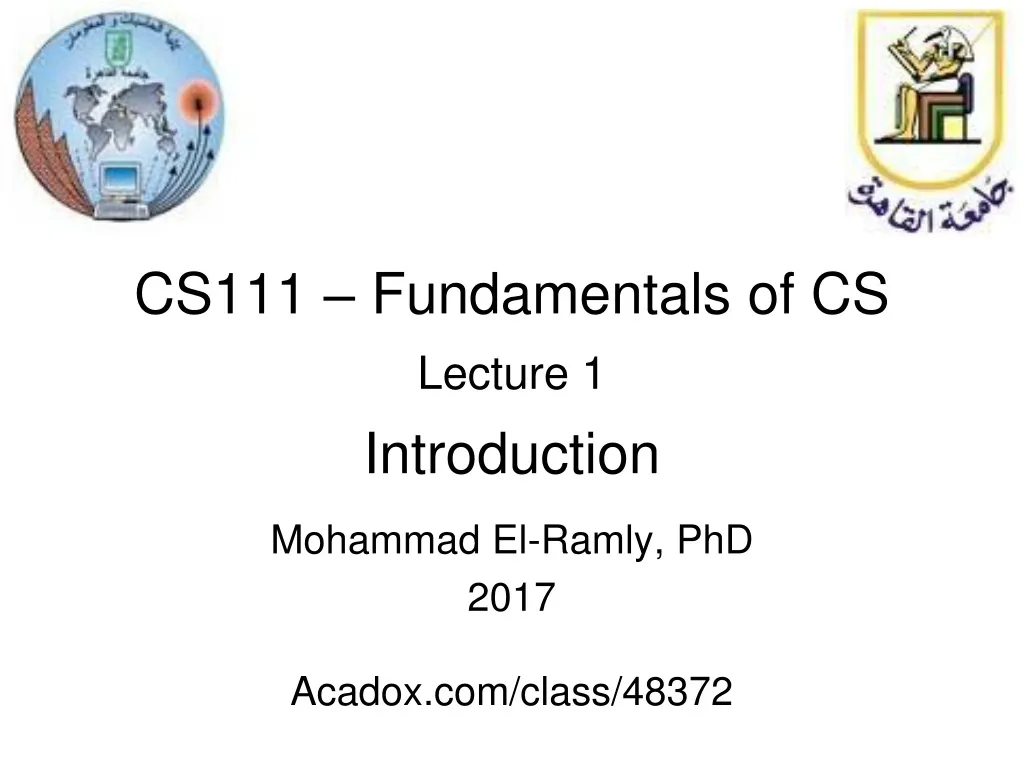 PPT - CS111 – Fundamentals of CS Lecture 1 Introduction PowerPoint ...