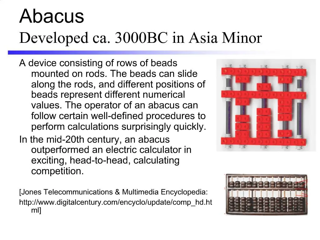 PPT - Abacus Developed ca. 3000BC in Asia Minor PowerPoint Presentation ...