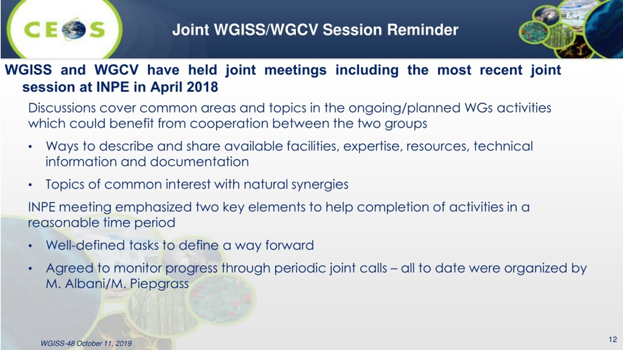 PPT - Report and Progress on WGCV Cooperation with WGISS PowerPoint ...