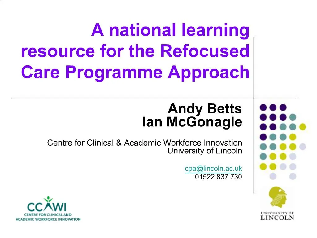 PPT - A national learning resource for the Refocused Care Programme ...