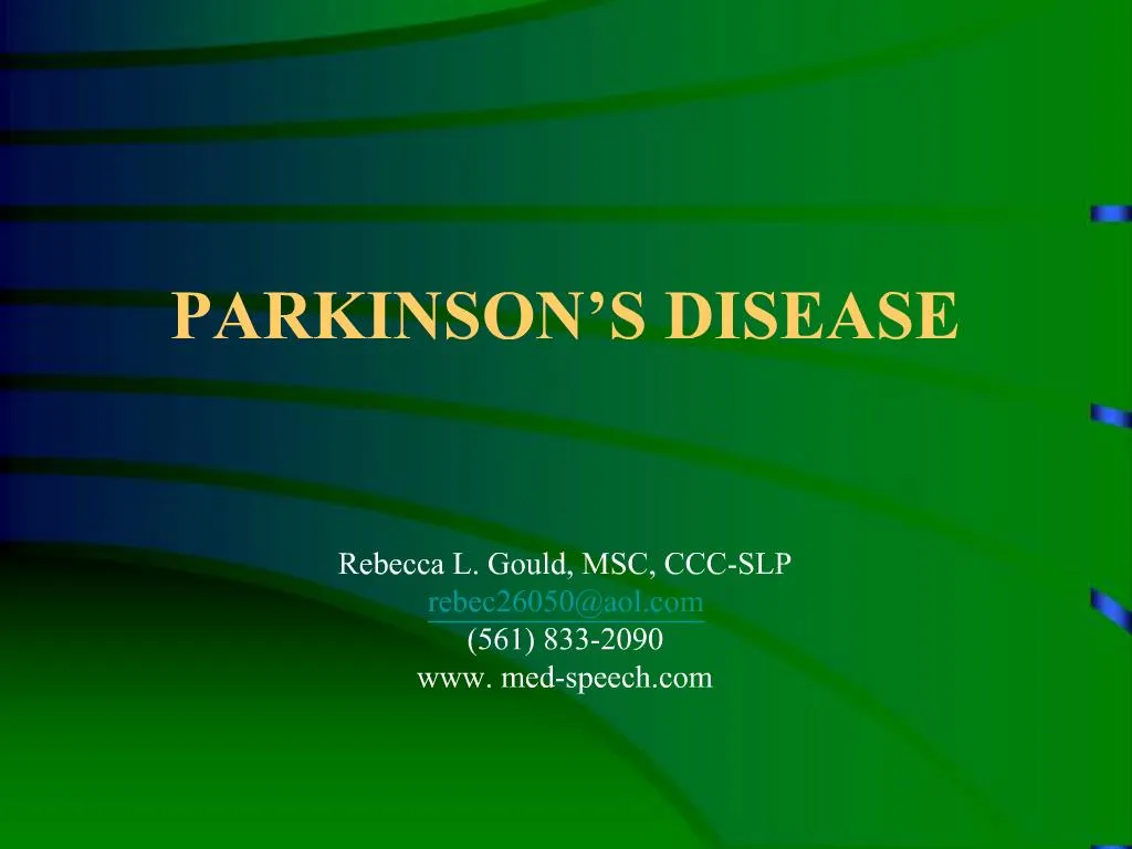 PPT - PARKINSON S DISEASE PowerPoint Presentation, free download - ID ...