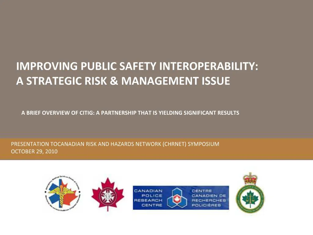 PPT - PRESENTATION TO CANADIAN RISK AND HAZARDS NETWORK CHRNET ...