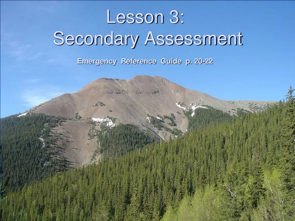 PPT - Lesson 3: Secondary Assessment Emergency Reference Guide p. 20-22 ...