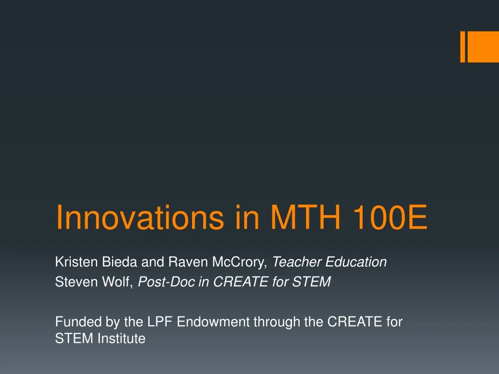 PPT - Innovations in MTH 100E PowerPoint Presentation, free download - ID:1109924