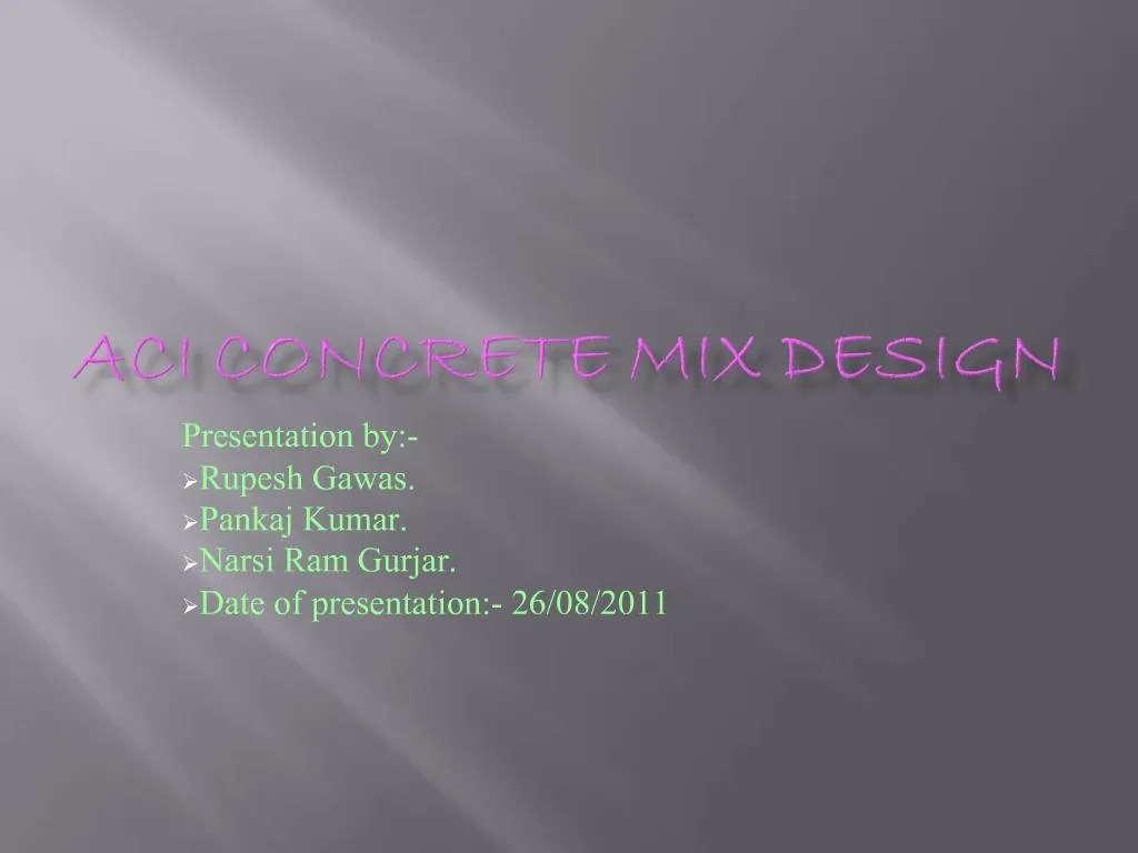 PPT - ACI CONCRETE MIX DESIGN PowerPoint Presentation, free download ...