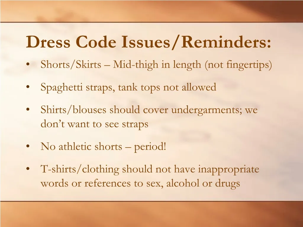 PPT - Dress Code Issues/Reminders: PowerPoint Presentation, free ...