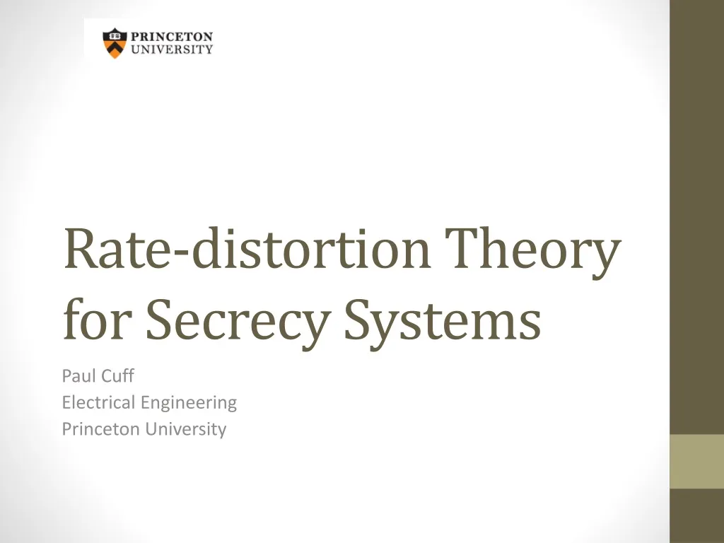 PPT - Rate-distortion Theory for Secrecy Systems PowerPoint ...