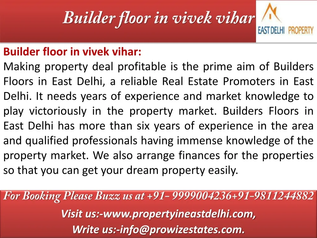PPT - Floor in vivek vihar@ 91-9873161628 PowerPoint Presentation, free ...
