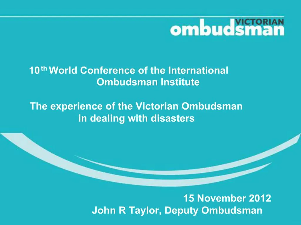 PPT - 10th World Conference of the International Ombudsman Institute ...