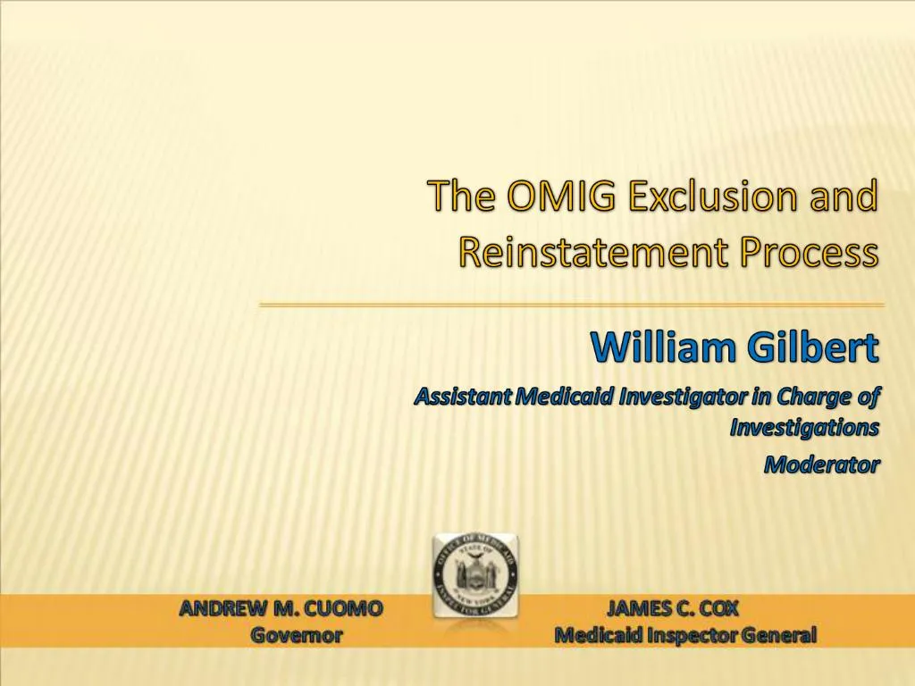 PPT - The OMIG Exclusion and Reinstatement Process PowerPoint ...