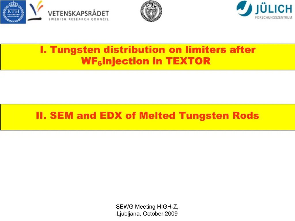 PPT - I. Tungsten distribution on limiters after WF6 injection in ...