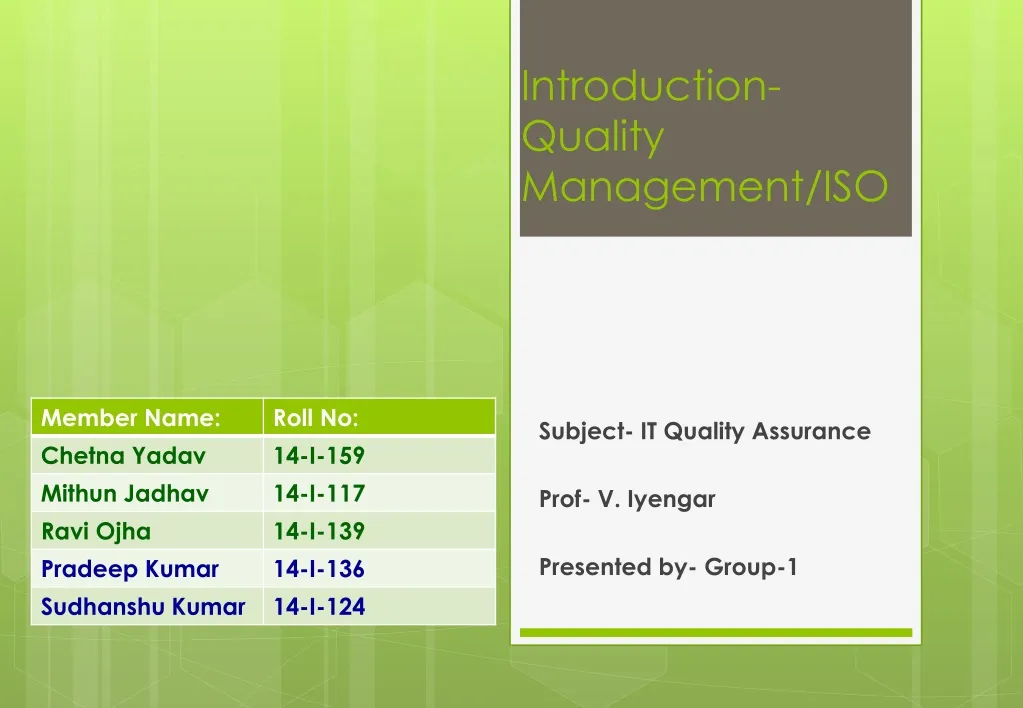 PPT - Introduction- Quality Management/ISO PowerPoint Presentation ...