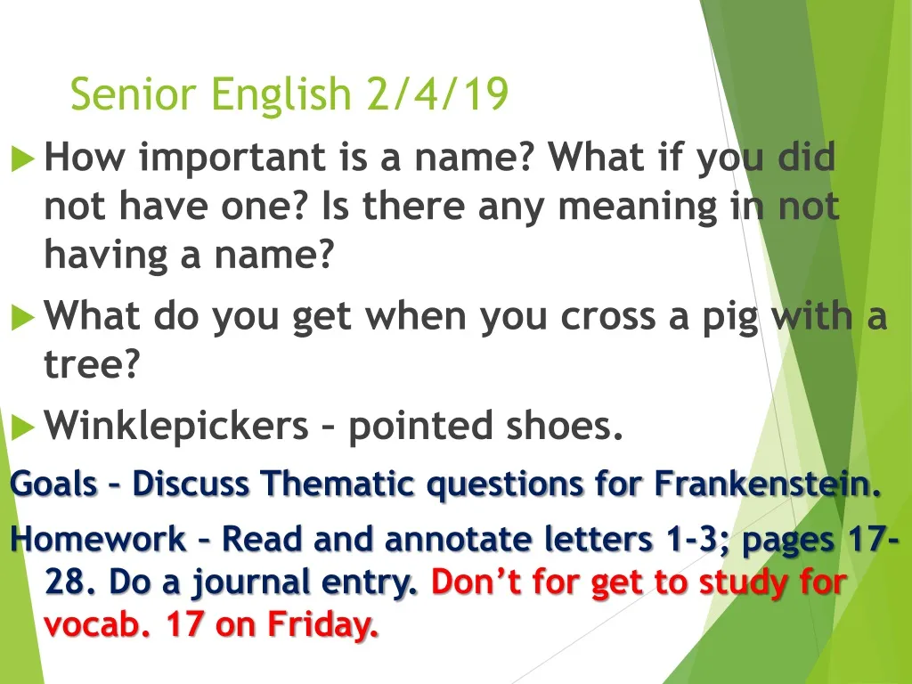 PPT - Senior English 2/4/19 PowerPoint Presentation, free download - ID ...
