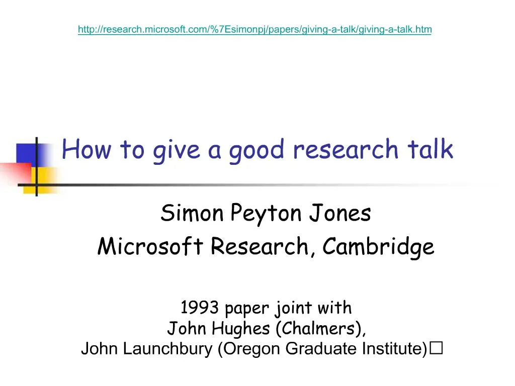PPT - How to give a good research talk PowerPoint Presentation, free ...