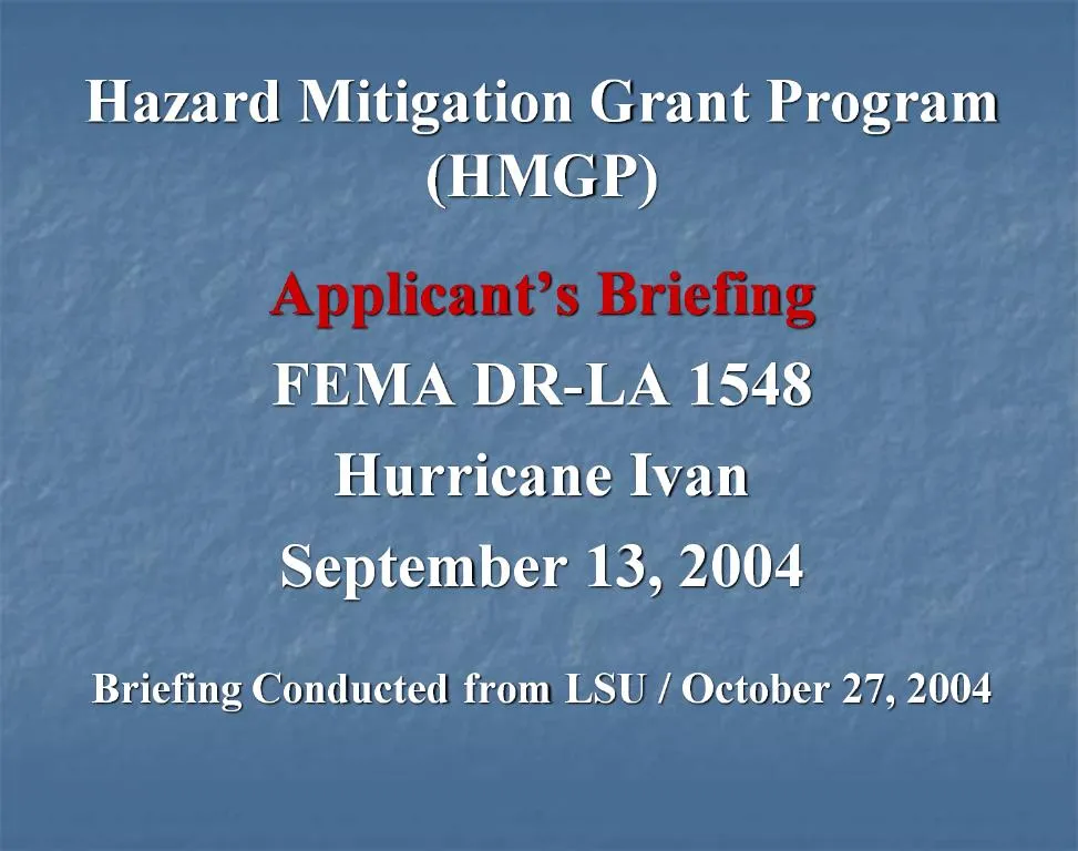 PPT - Hazard Mitigation Grant Program HMGP PowerPoint Presentation ... PPT - Hazard Mitigation Grant Program HMGP PowerPoint Presentation ...
