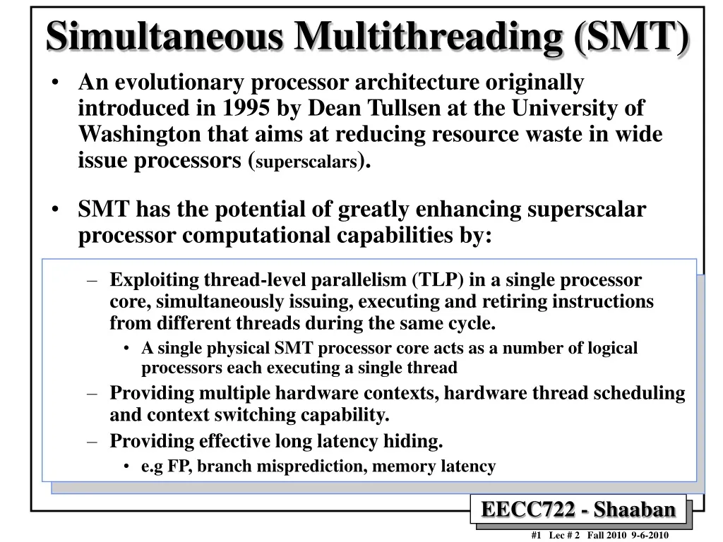 PPT - Simultaneous Multithreading (SMT) PowerPoint Presentation, free ...