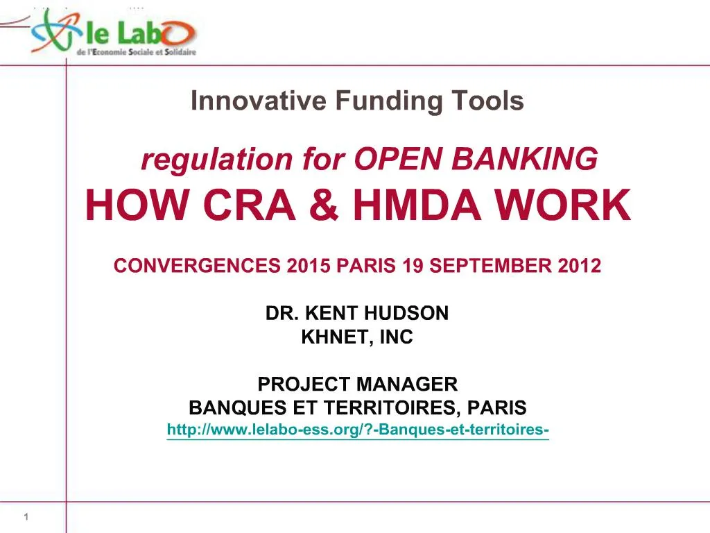 PPT - Regulation for OPEN BANKING HOW CRA HMDA WORK CONVERGENCES 2015 ...