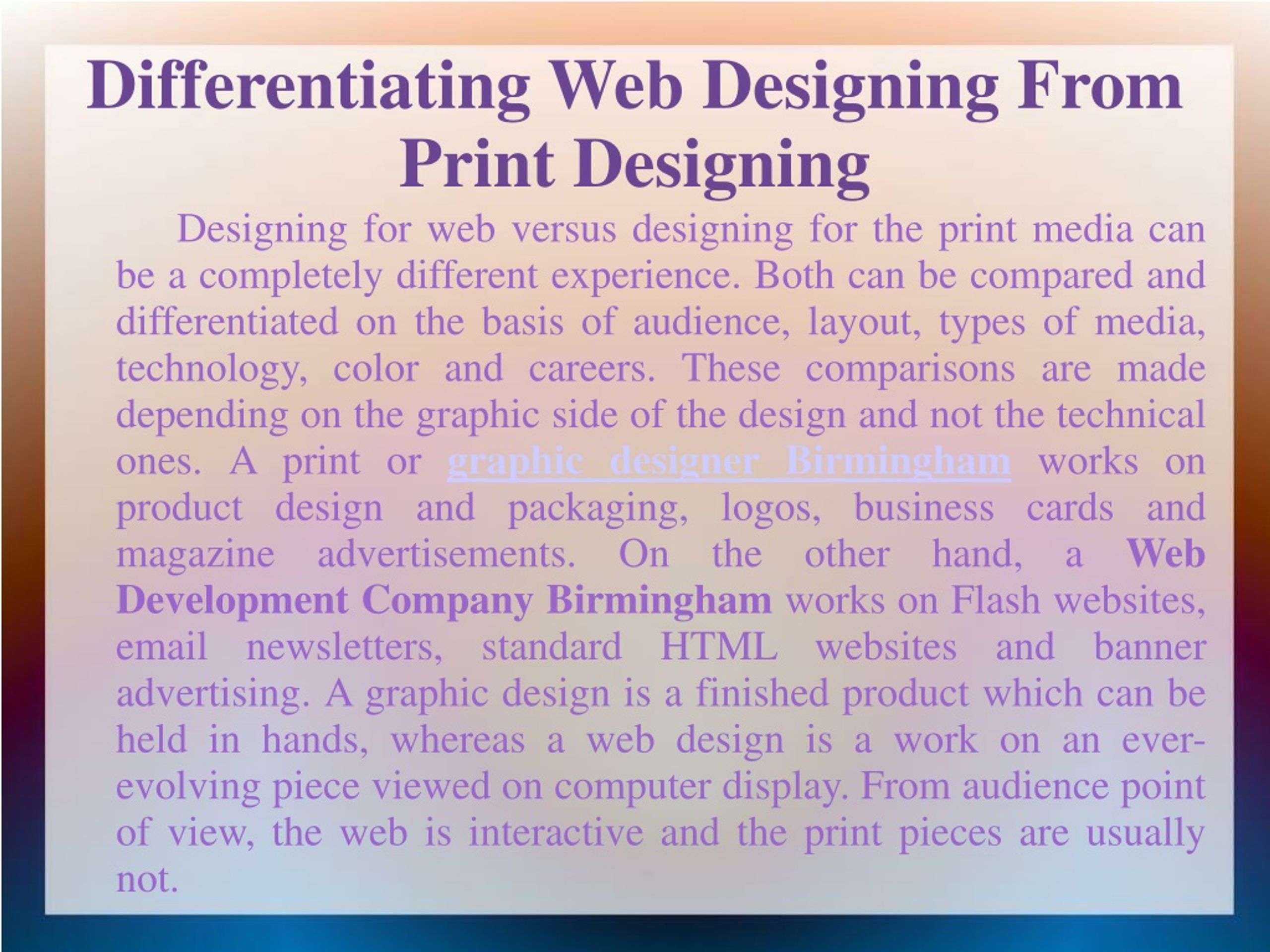 PPT - Differentiating Web Designing From Print Designing PowerPoint ...