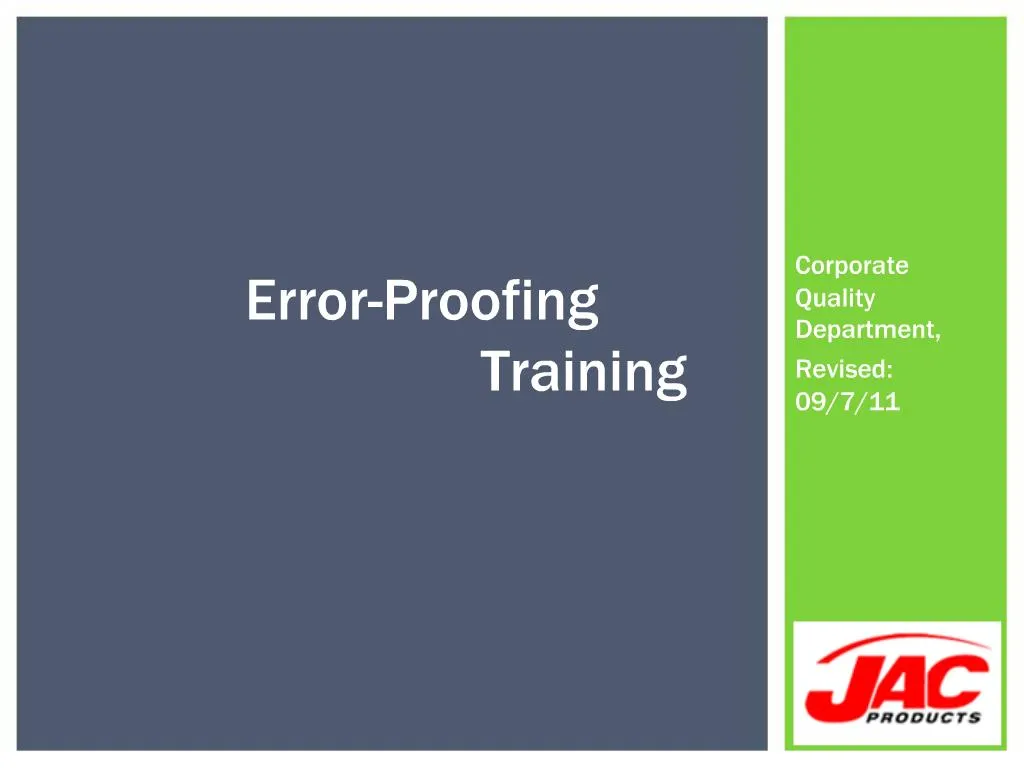 PPT - Error-Proofing Training PowerPoint Presentation, free download - ID:1172472