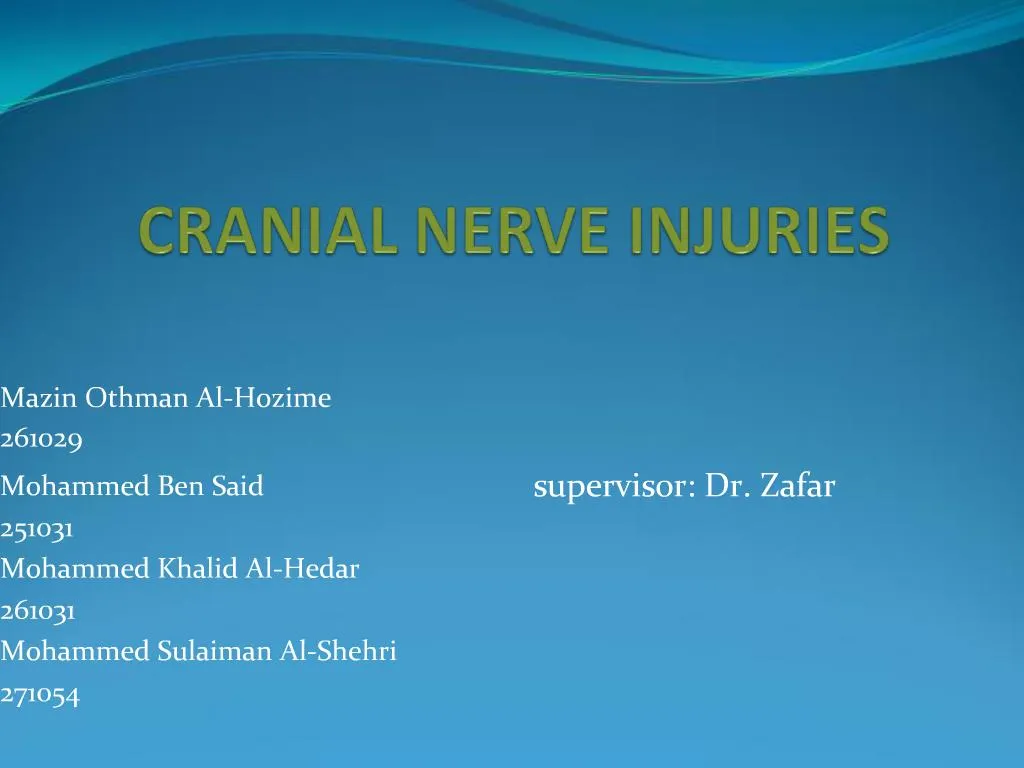 PPT - CRANIAL NERVE INJURIES PowerPoint Presentation, free download ...