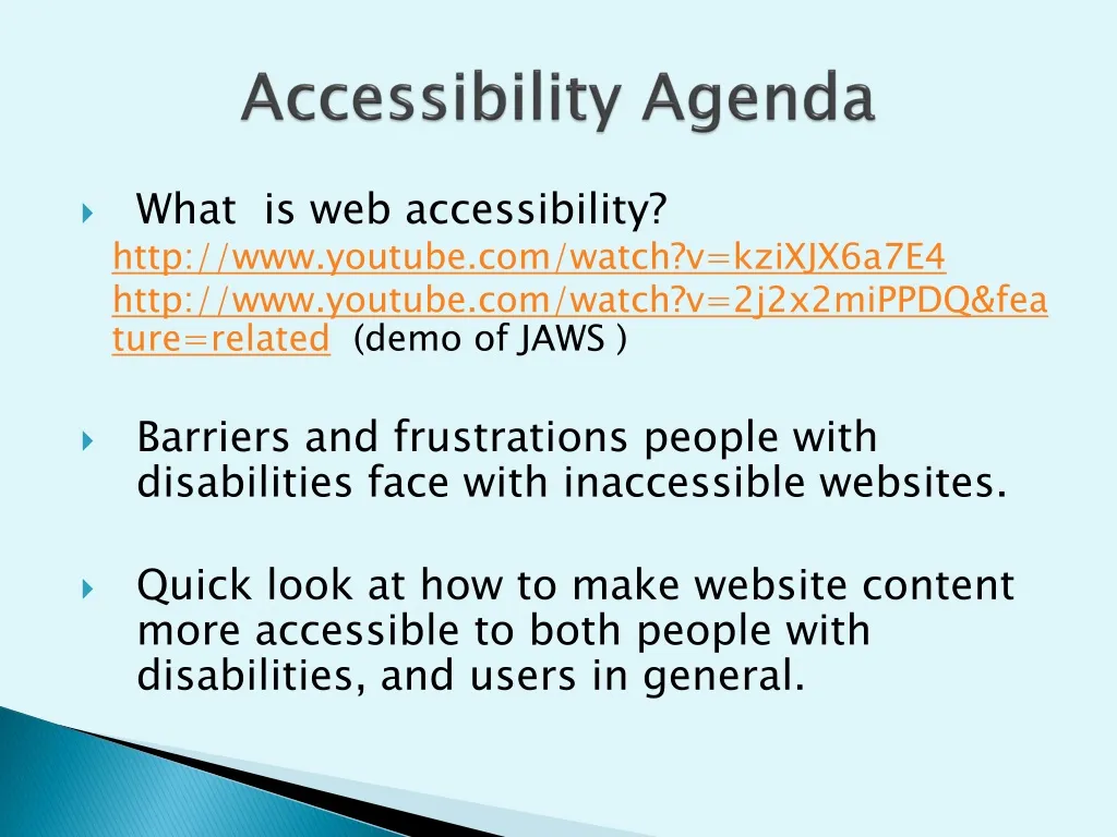 PPT - Accessibility Agenda PowerPoint Presentation, free download - ID ...