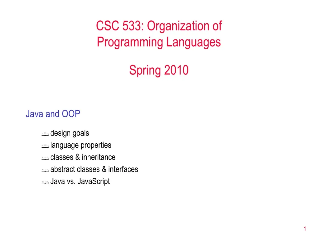 PPT - CSC 533: Organization of Programming Languages Spring 2010 PowerPoint Presentation - ID ...