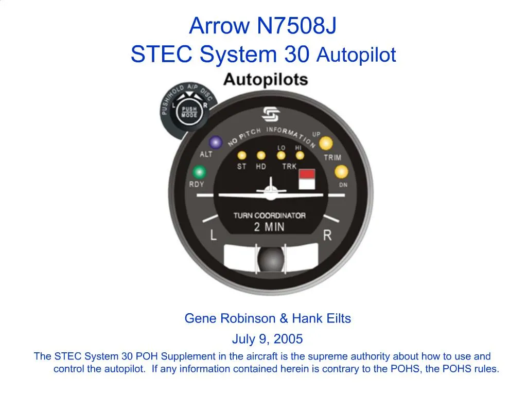 PPT - Arrow N7508J STEC System 30 Autopilot PowerPoint Presentation ...