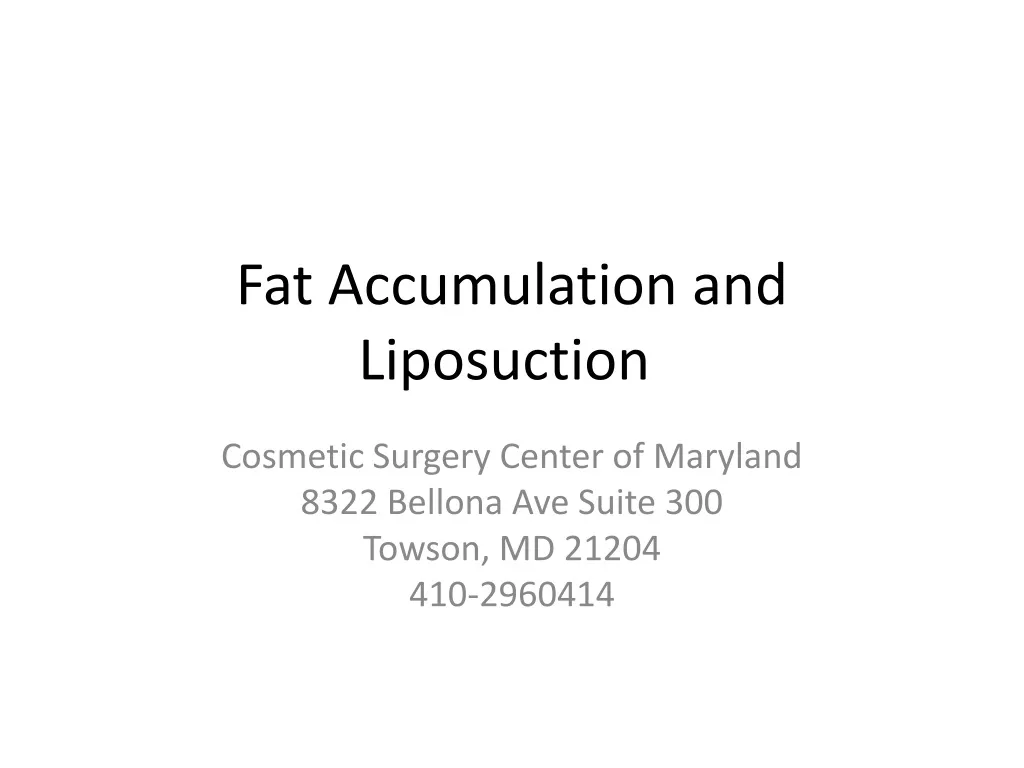 PPT - Fat Accumulation and Liposuction PowerPoint Presentation, free ...