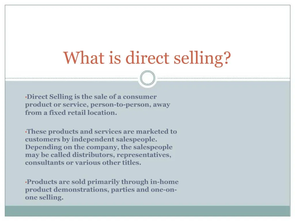 PPT - What is direct selling PowerPoint Presentation, free download ...
