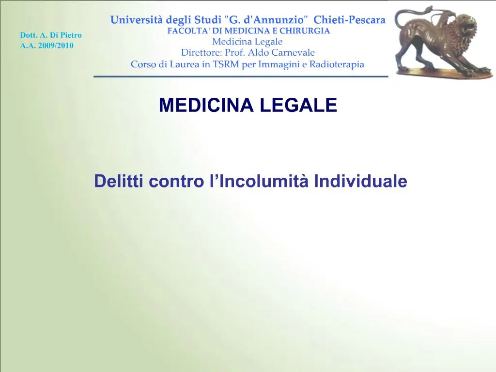 PPT - MEDICINA LEGALE PowerPoint Presentation, free download - ID:1240580