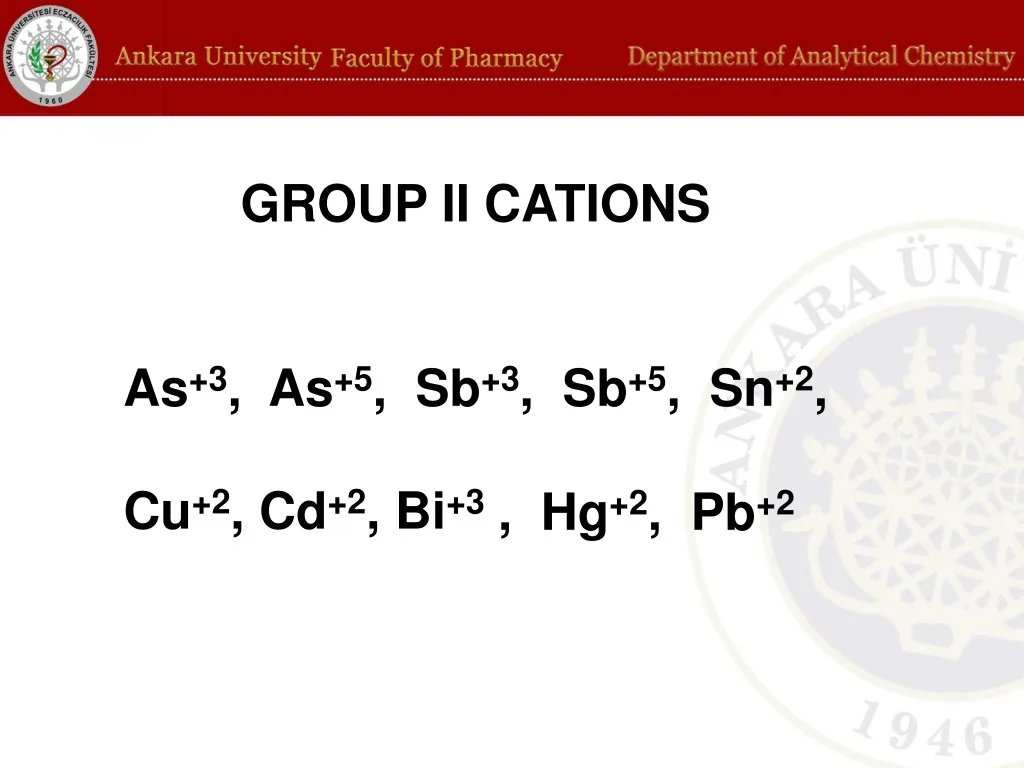 PPT - GROUP II CATIONS As +3 , As +5 , Sb +3 , Sb +5 , Sn +2 , Cu +2 ...