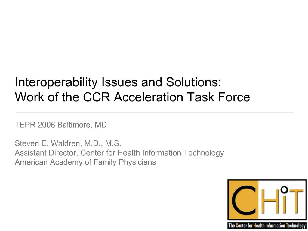 PPT - Interoperability Issues and Solutions: Work of the CCR ...
