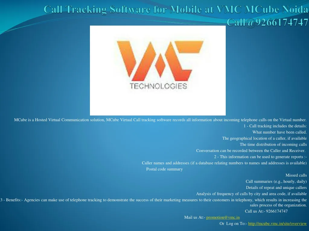 PPT - Call Tracking Software for Mobile at VMC MCube Noida PowerPoint ...