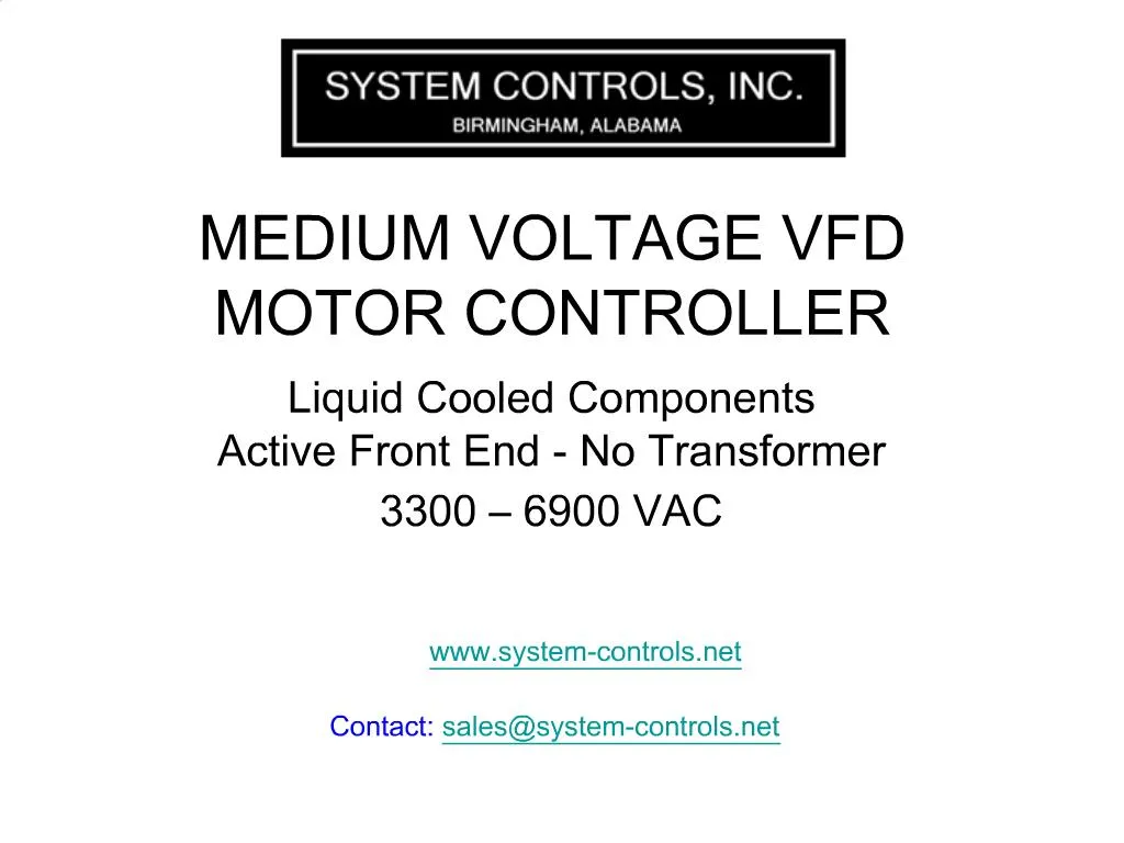 PPT - MEDIUM VOLTAGE VFD MOTOR CONTROLLER PowerPoint Presentation, free ...