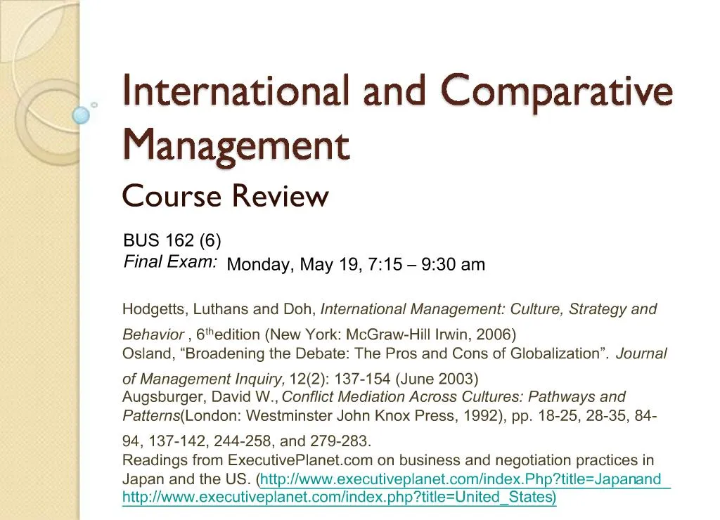 PPT - International and Comparative Management PowerPoint Presentation ...
