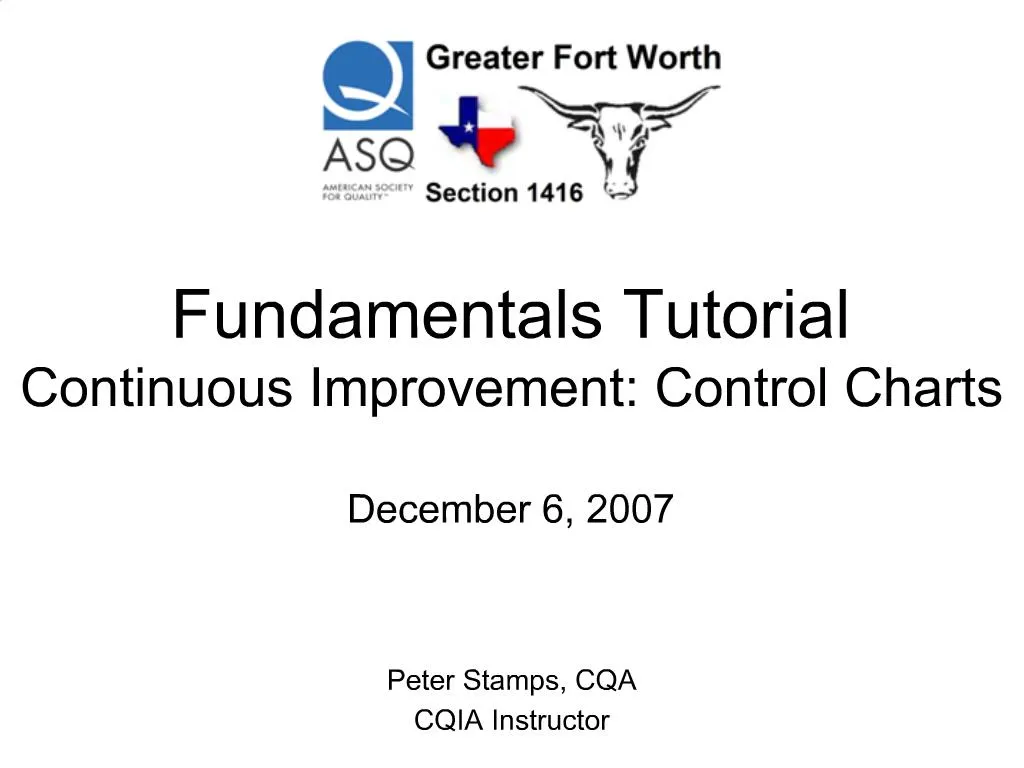 PPT - Fundamentals Tutorial Continuous Improvement: Control Charts ...