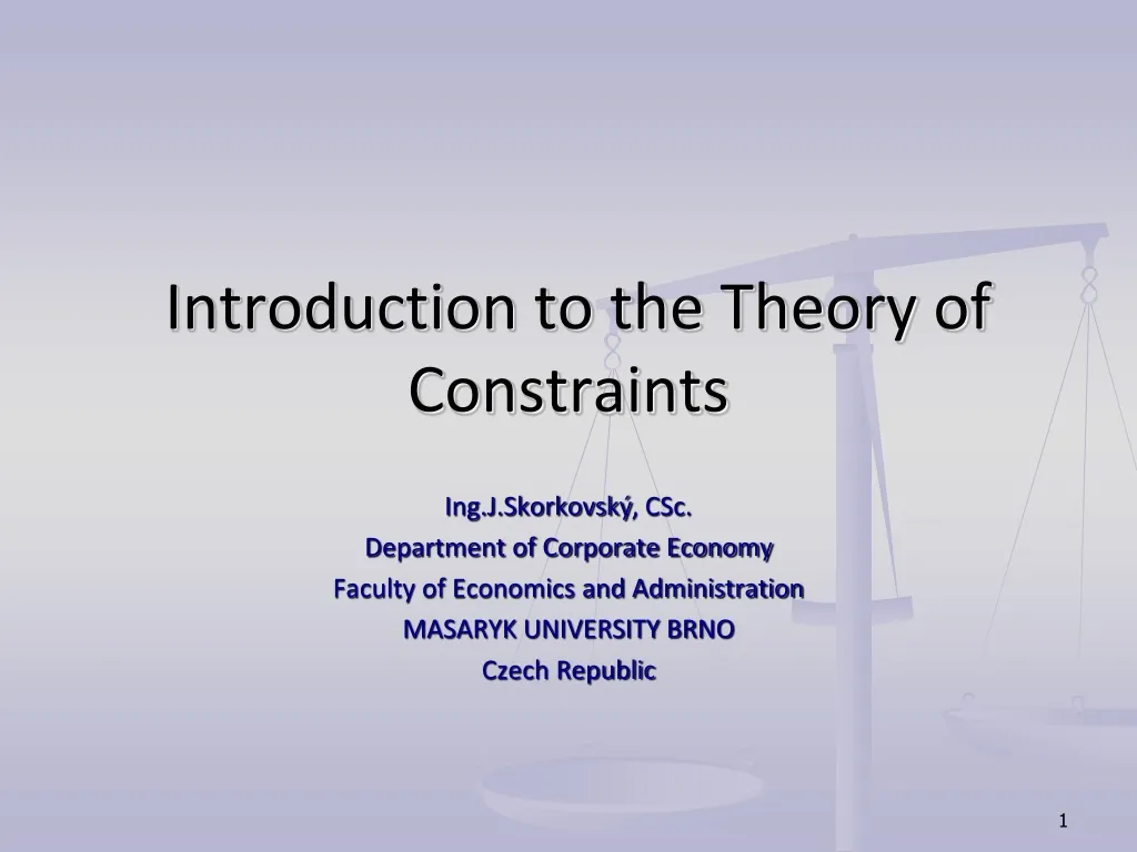 PPT - Introduction to the Theory of Constraints PowerPoint Presentation ...