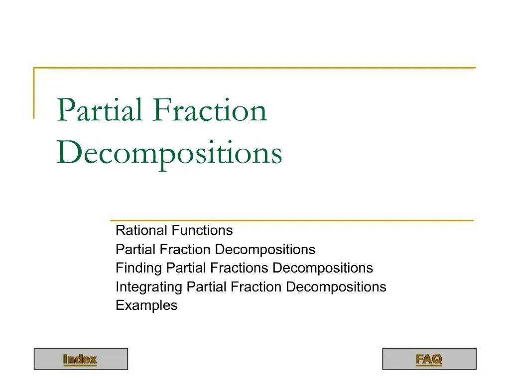 PPT - Partial Fraction Decompositions PowerPoint Presentation, free ...