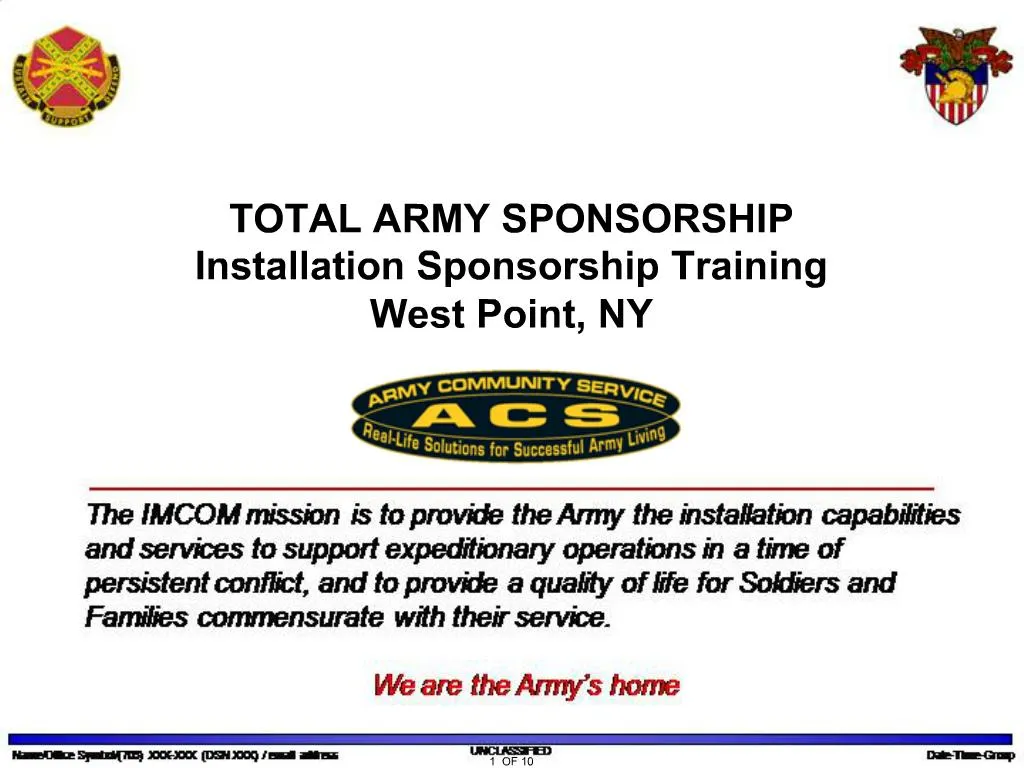 PPT - TOTAL ARMY SPONSORSHIP Installation Sponsorship Training West ...
