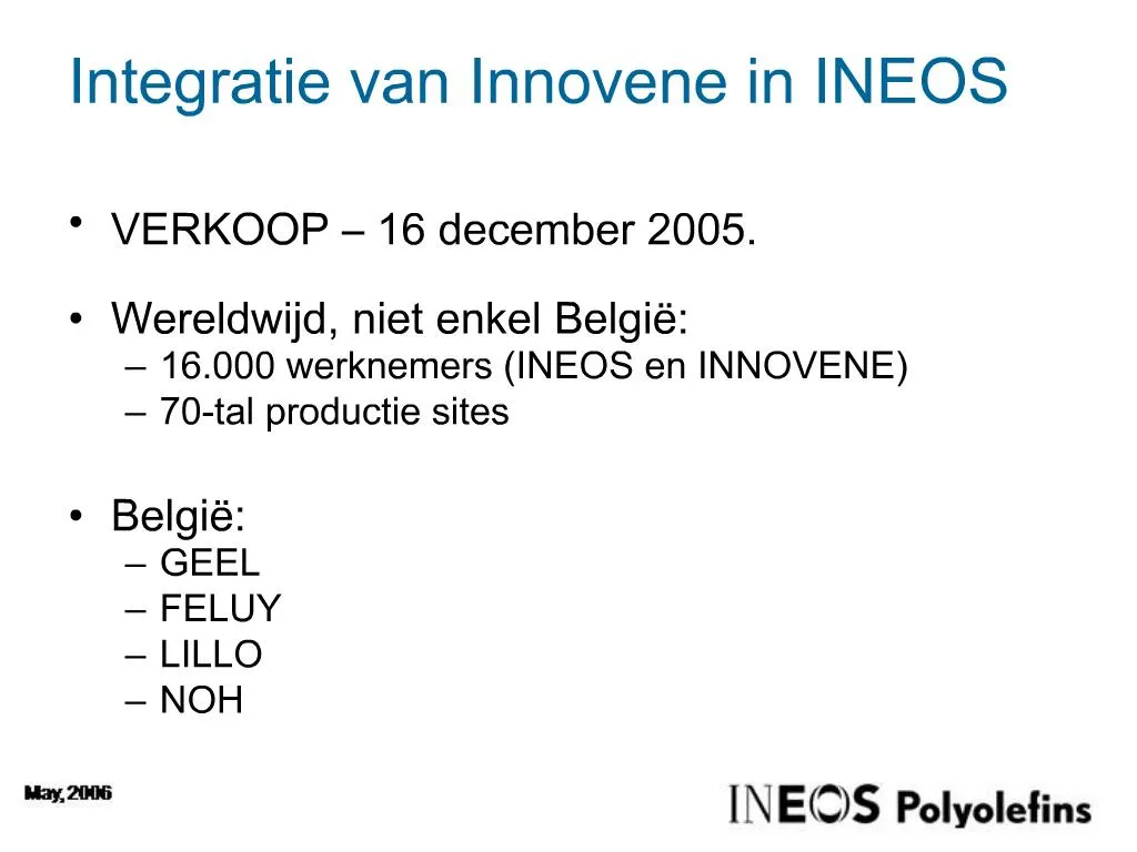 PPT - Integratie van Innovene in INEOS PowerPoint Presentation, free ...